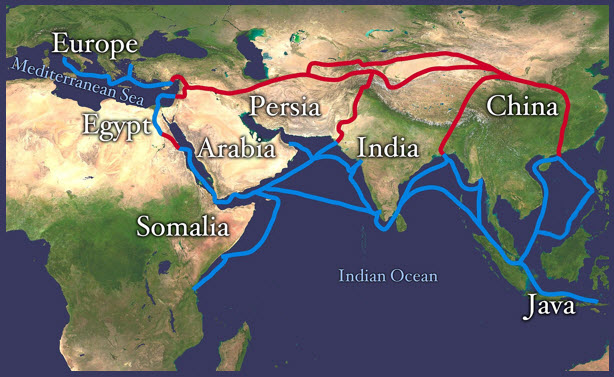 TradeRoutes from Asia and the Middle East