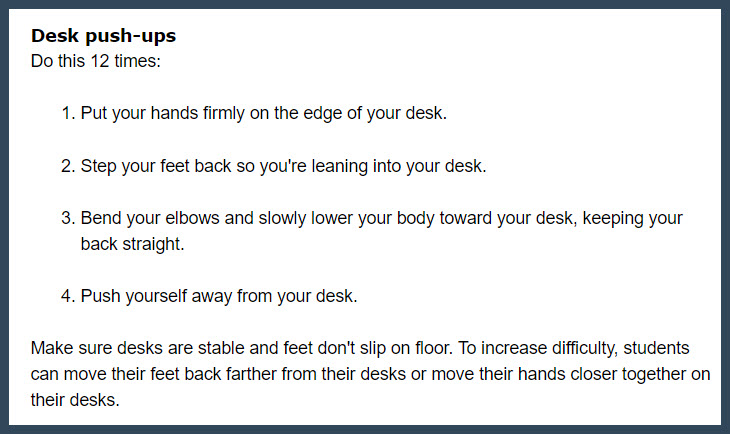 o Desk Push-ups